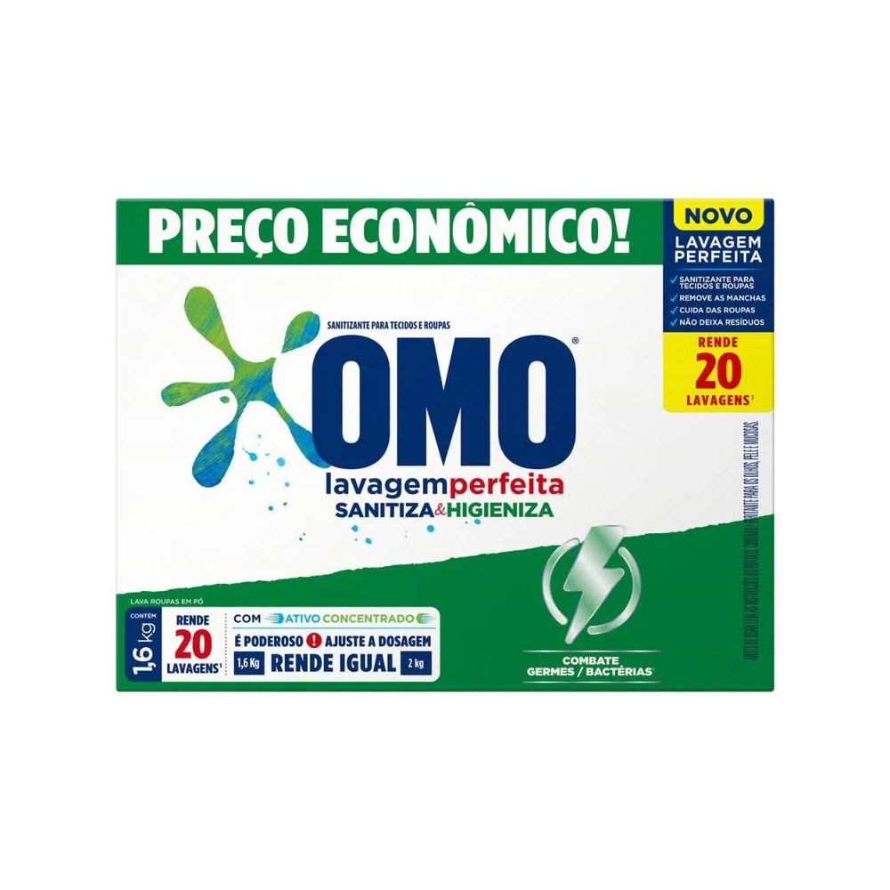 Sabão em Pó Sanitizante Omo 1,6kg - HIGOL - Embalagens em Curiitba